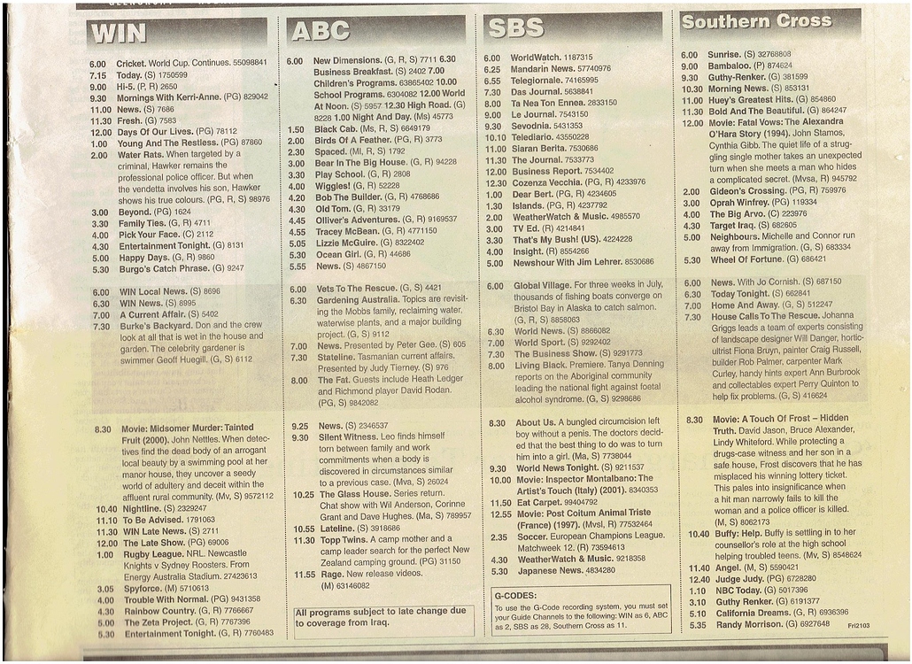 Classic TV Listings - TV History - Media Spy