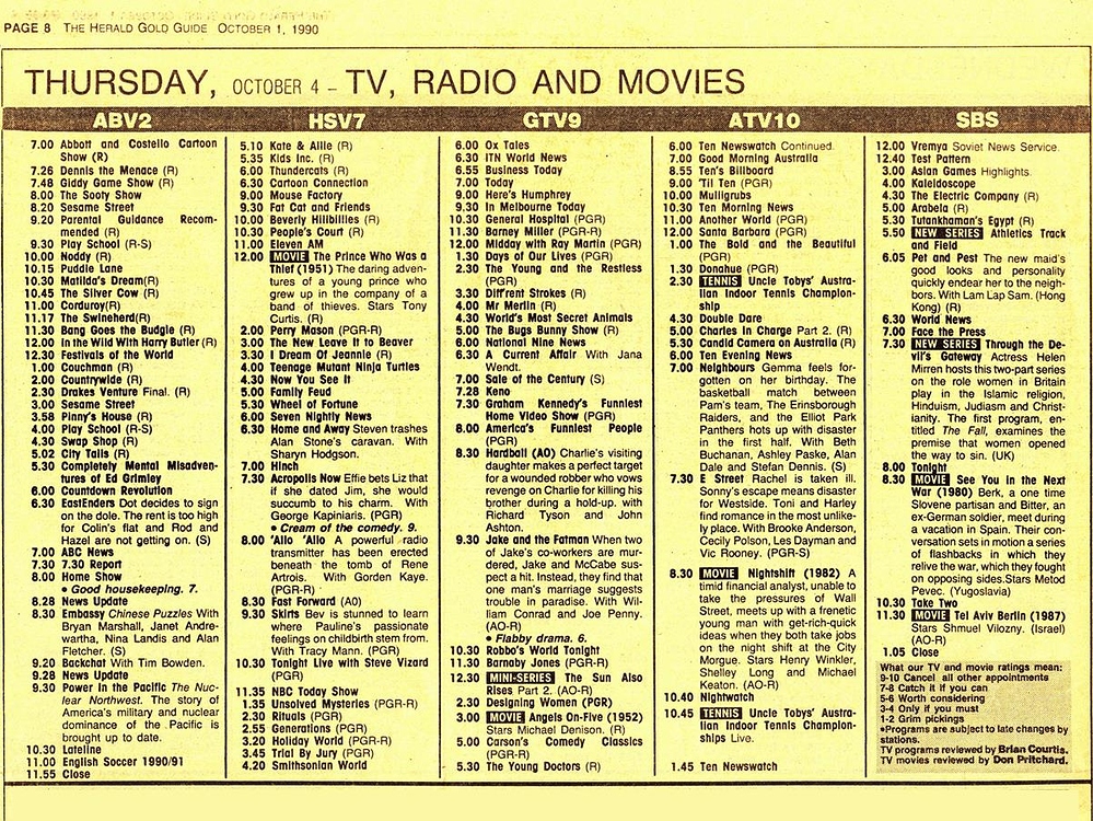 Classic TV Listings Page 57 TV History Media Spy