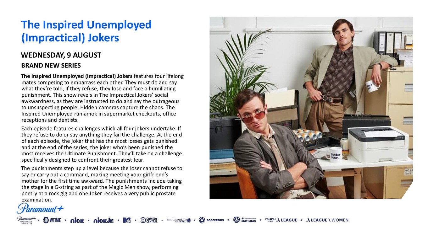 The Inspired Unemployed (Impractical) Jokers - Ten Network - Media Spy