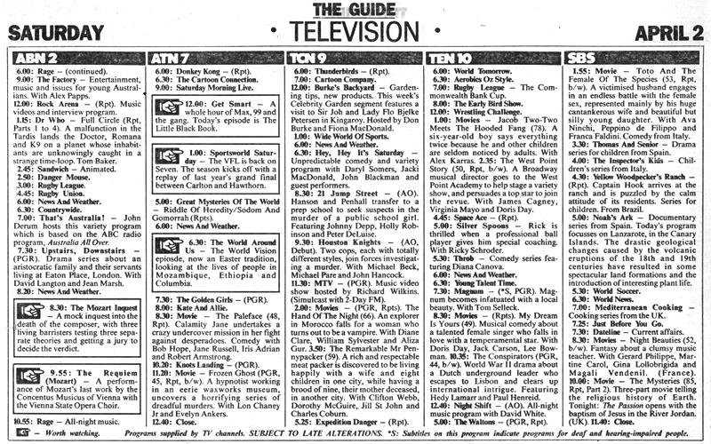 Classic TV Listings - TV History - Media Spy