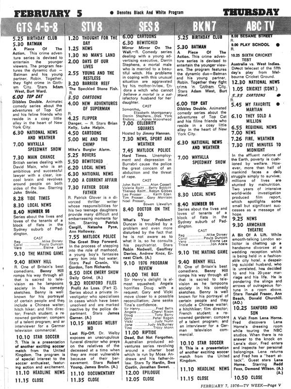 Classic TV Listings - TV History - Media Spy