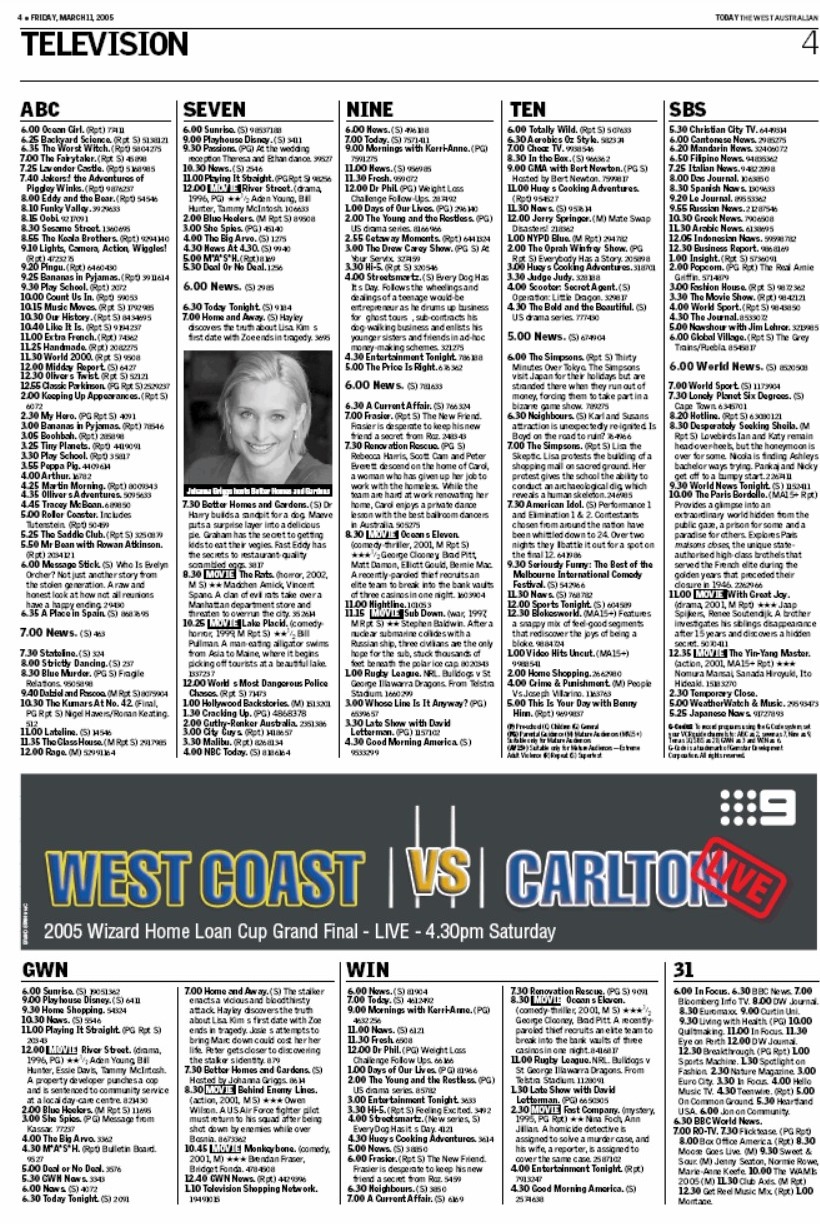 Classic TV Listings - TV History - Media Spy