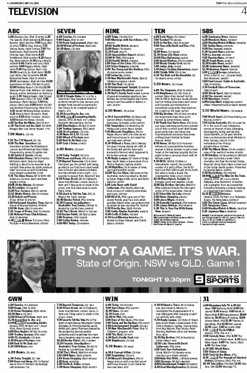 Classic TV Listings - Page 285 - TV History - Media Spy